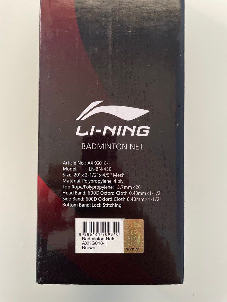 BN Li-Ling badminton net, Sports Equipment, Sports & Games, Racket ...