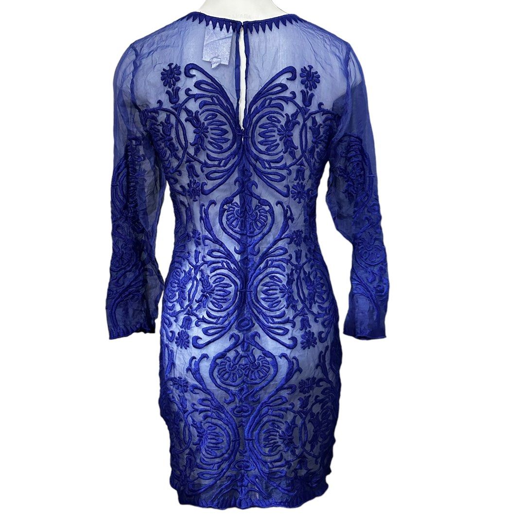 BRAND NEW YOANA BARASCHI see through blue lace embroidered dress, Women ...