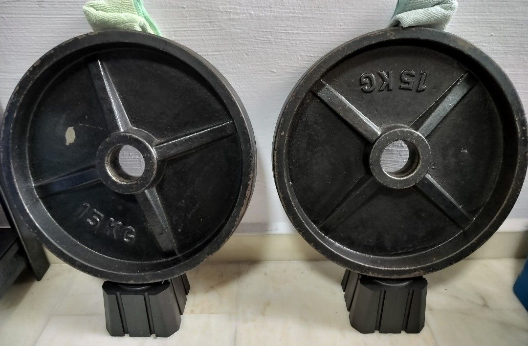 CAST IRON OLYMPIC PLATE 15KG PAIR, Sports Equipment, Exercise & Fitness ...