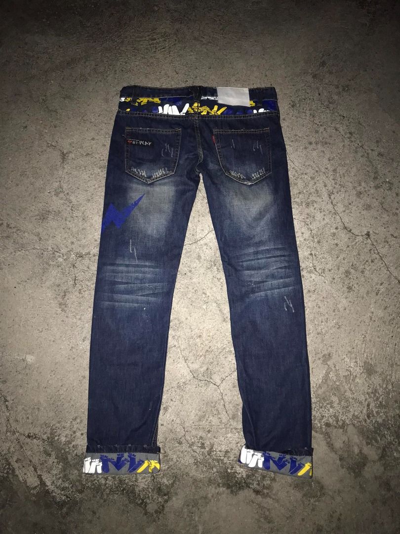 CDG PLAY Jeans (custom), Men's Fashion, Bottoms, Jeans on Carousell