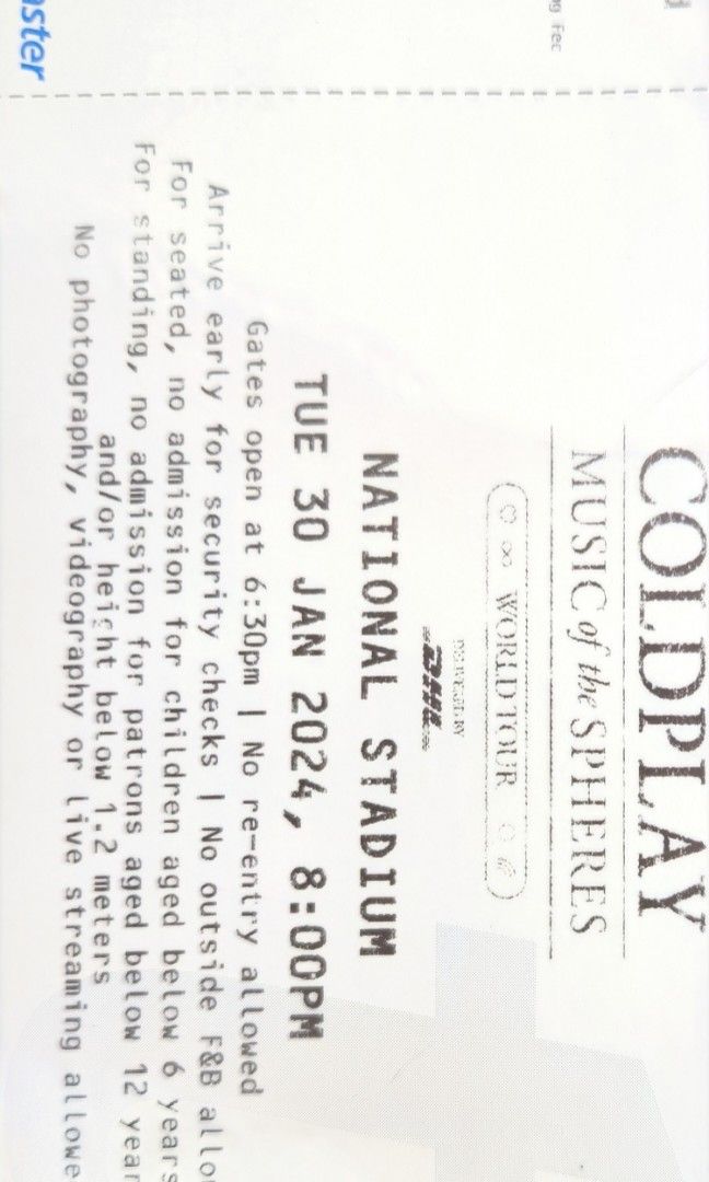 Coldplay 30 Jan Cat 2 1 ticket, Tickets & Vouchers, Event Tickets on ...