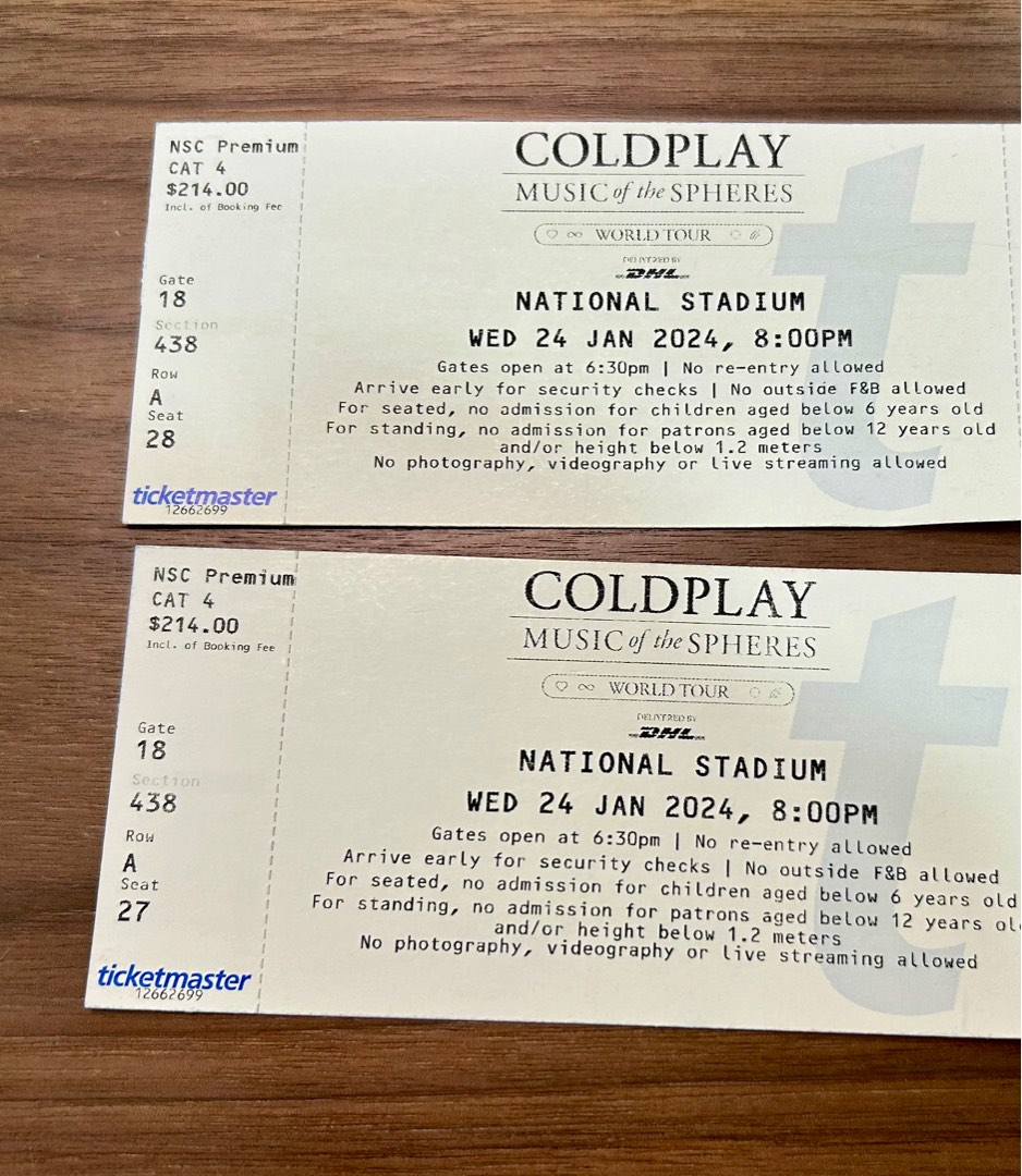 Coldplay Music of the Spheres Premium Cat 4 Tickets, Tickets & Vouchers ...