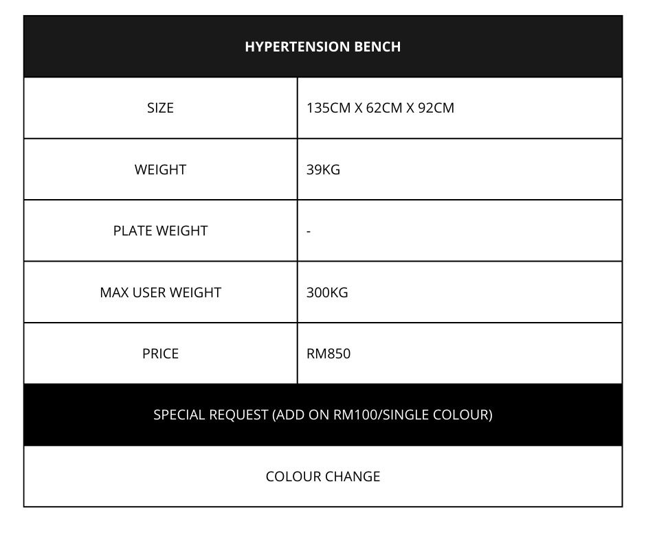 COMMERCIAL HYPERTENSION BENCH, Sports Equipment, Exercise & Fitness ...