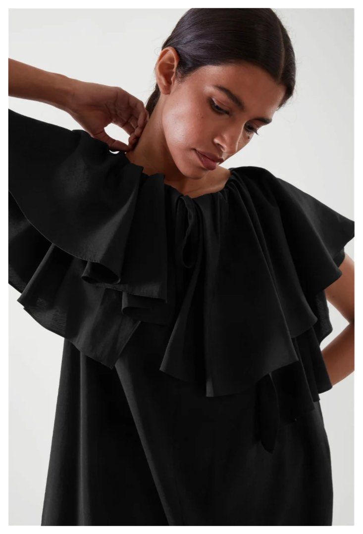 COS Black Ruffle Dress, Women's Fashion, Dresses & Sets, Dresses on ...