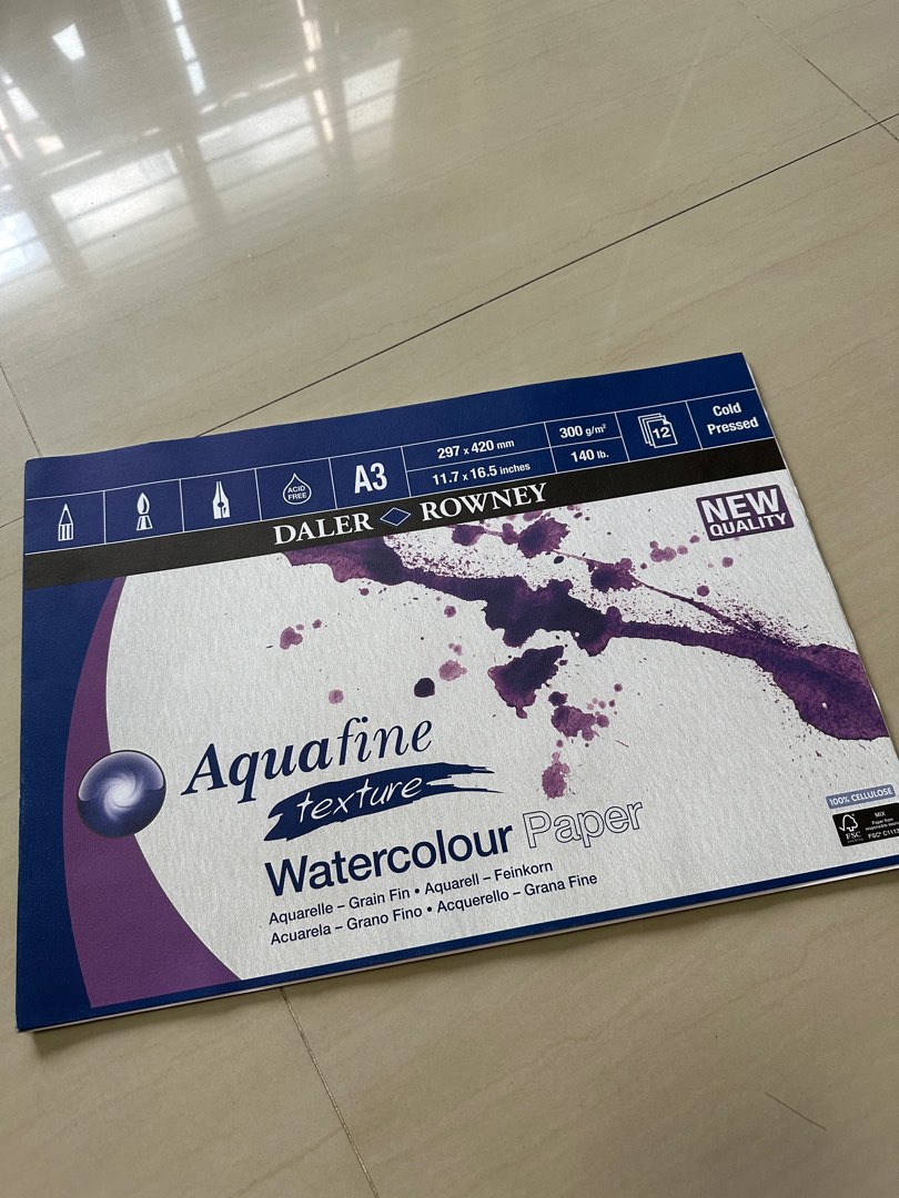 Daler Rowney A3 Aquafine Texture Watercolour Paper, Hobbies & Toys ...