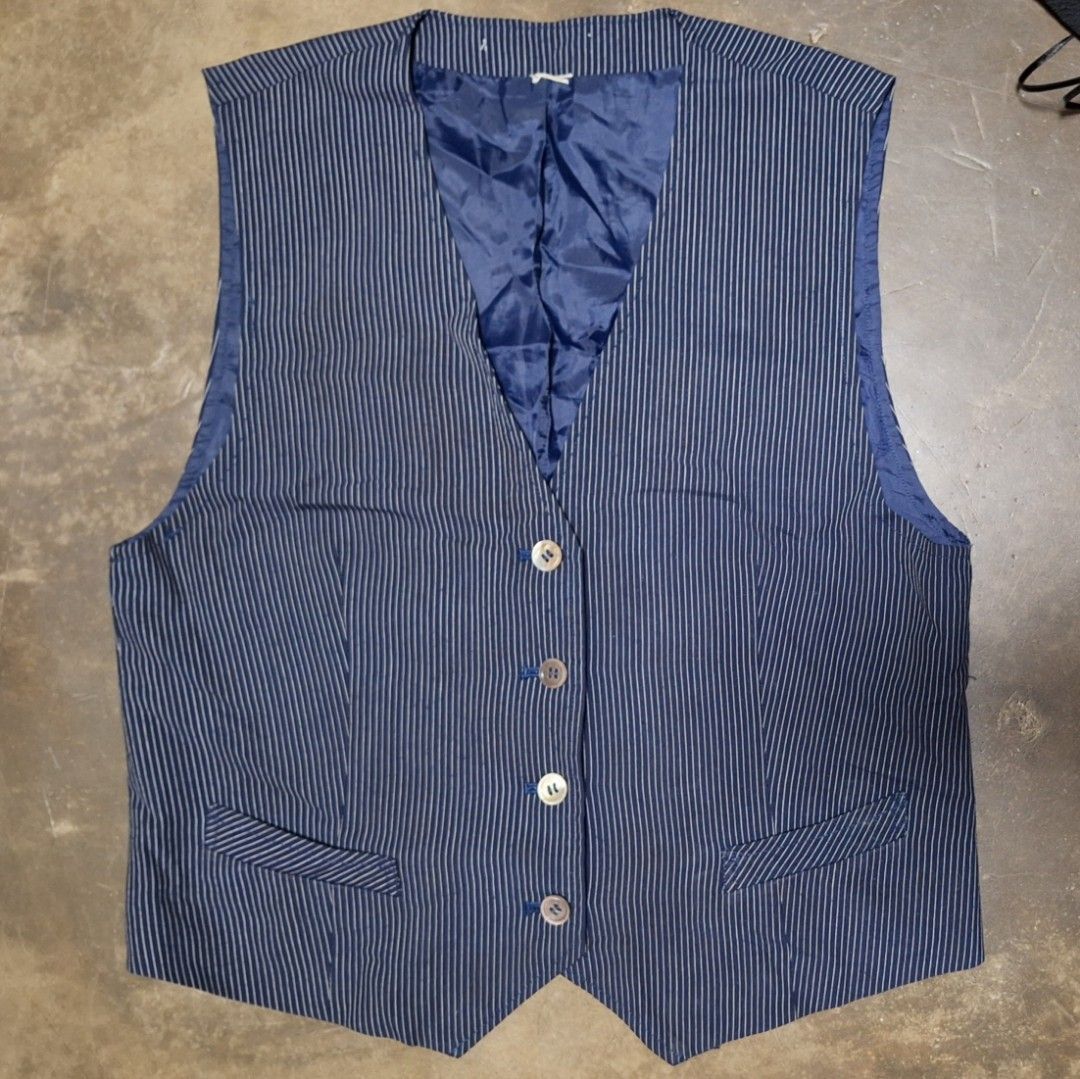 Dark Blue Vest, Women's Fashion, Tops, Sleeveless on Carousell