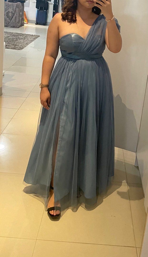 Dusty Blue Abay Gown Infinity Dress Tulle, Women's Fashion, Dresses ...