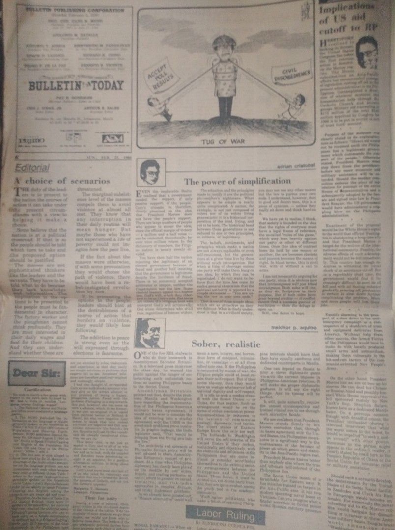 (EXTREMELY RARE) Feb. 23, 1986 People Power Newspaper, Hobbies & Toys ...