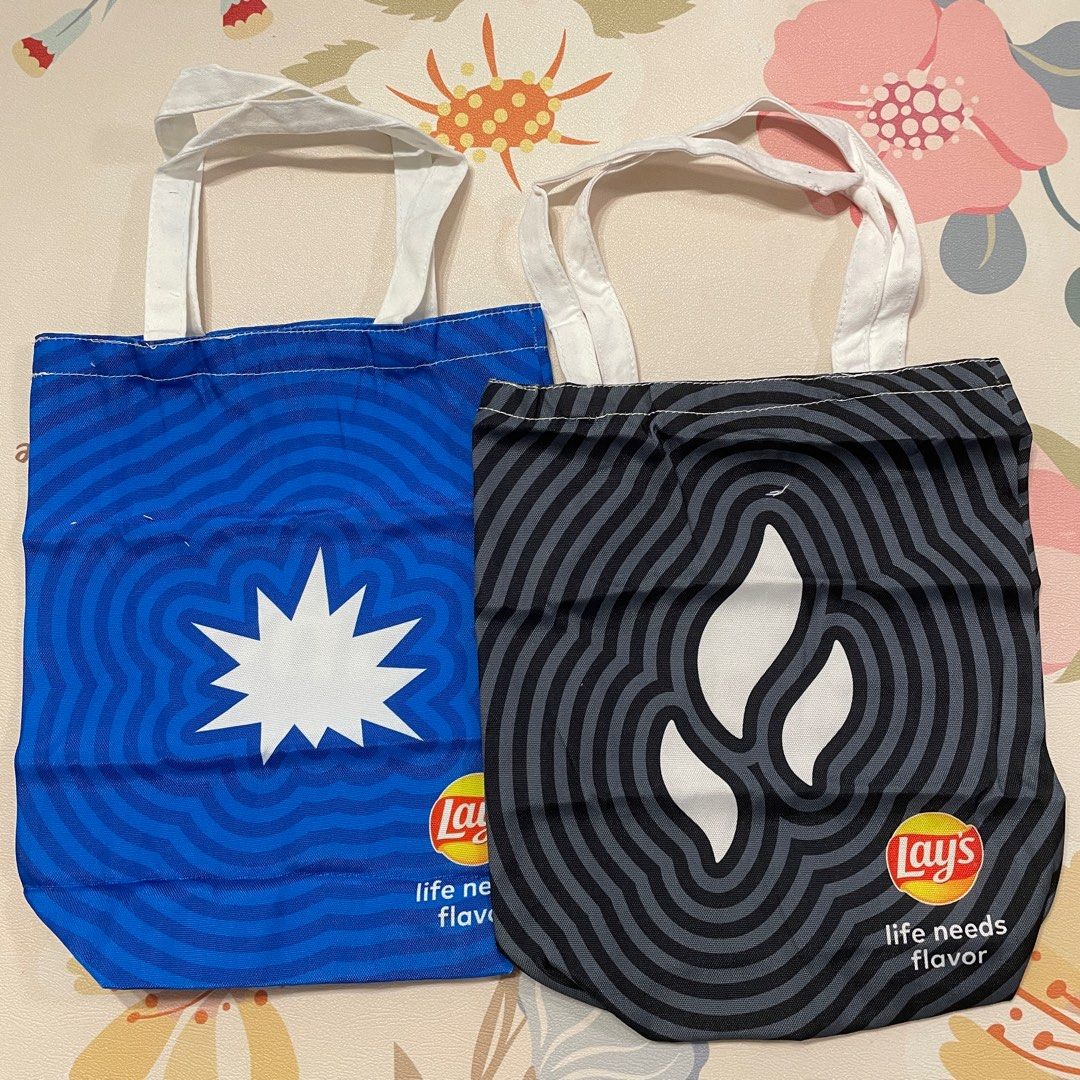 Free Tote Bags from Lays in blue and black (BNIP), Women's Fashion ...