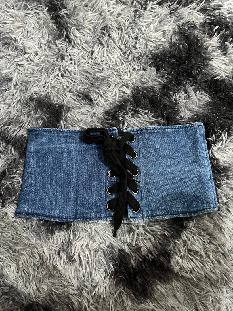 GU Y2k tube/corset belt (Denim), Women's Fashion, Tops, Others Tops on Carousell