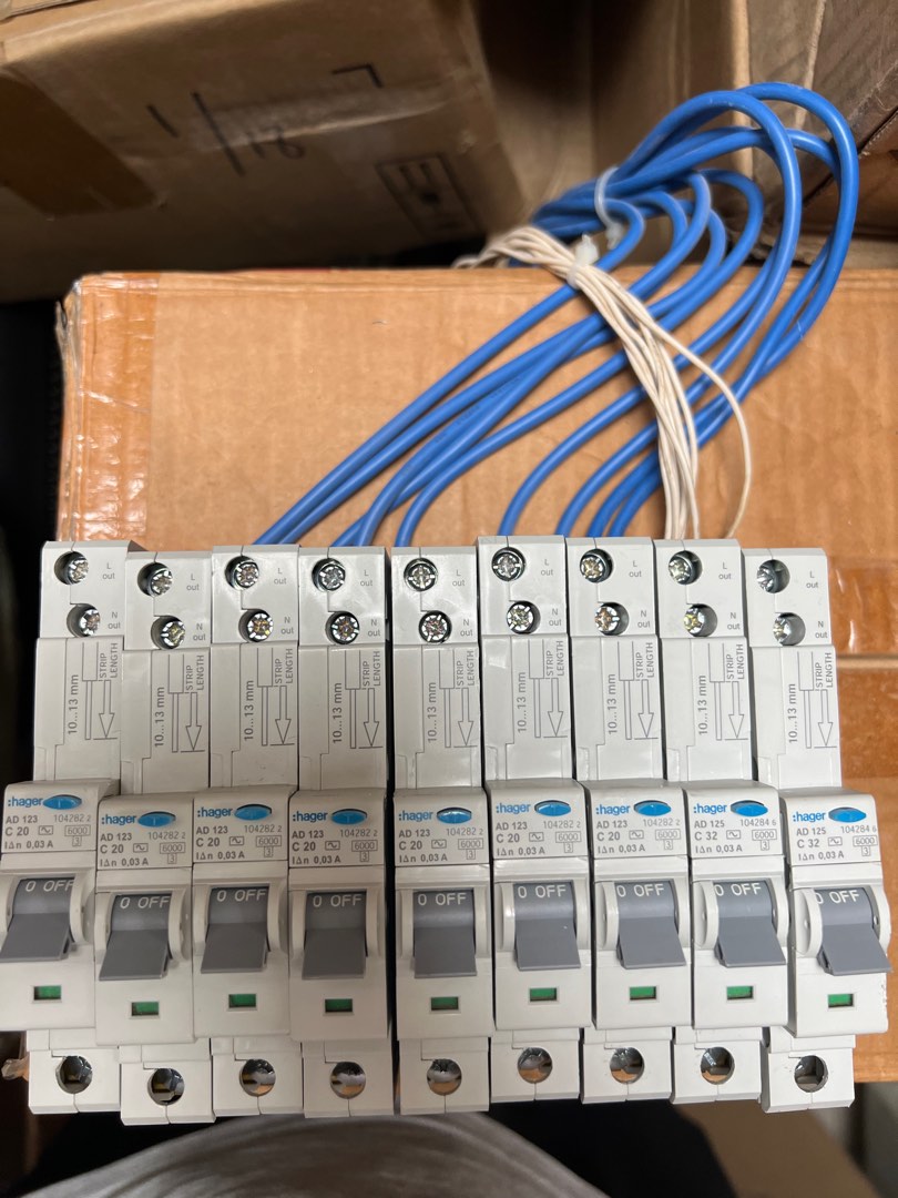 Hager MCB RCD RCBO 1P 2P 3P 4P 10A 16A 20A 32A 63A , 家庭電器, 轉插器及插頭 ...