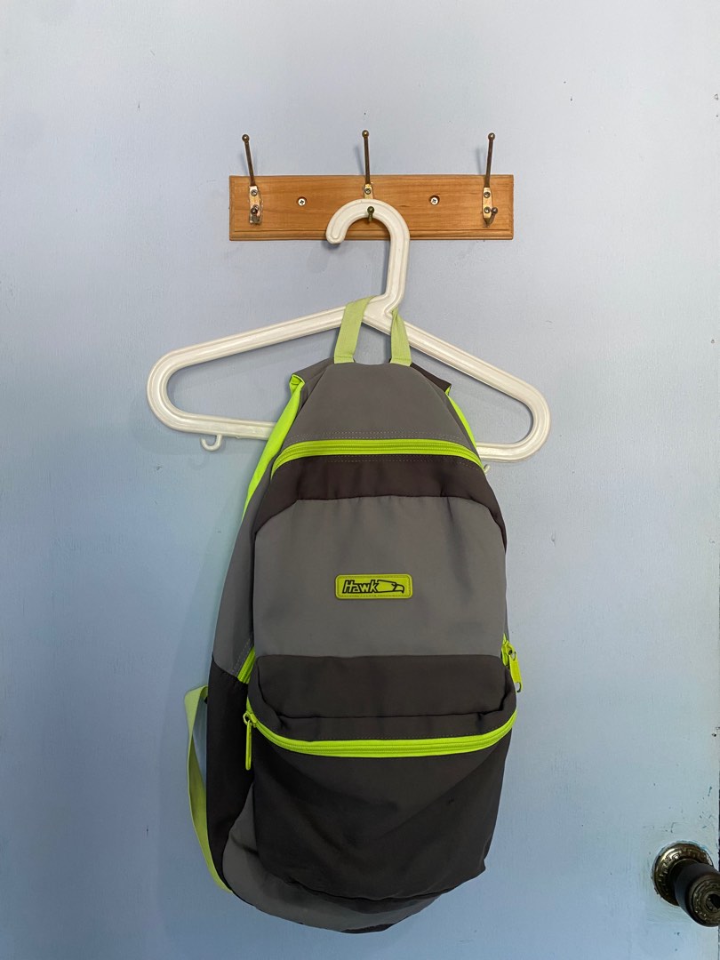 Hawk Backpack Neon Green/Gray, Men's Fashion, Bags, Backpacks on Carousell