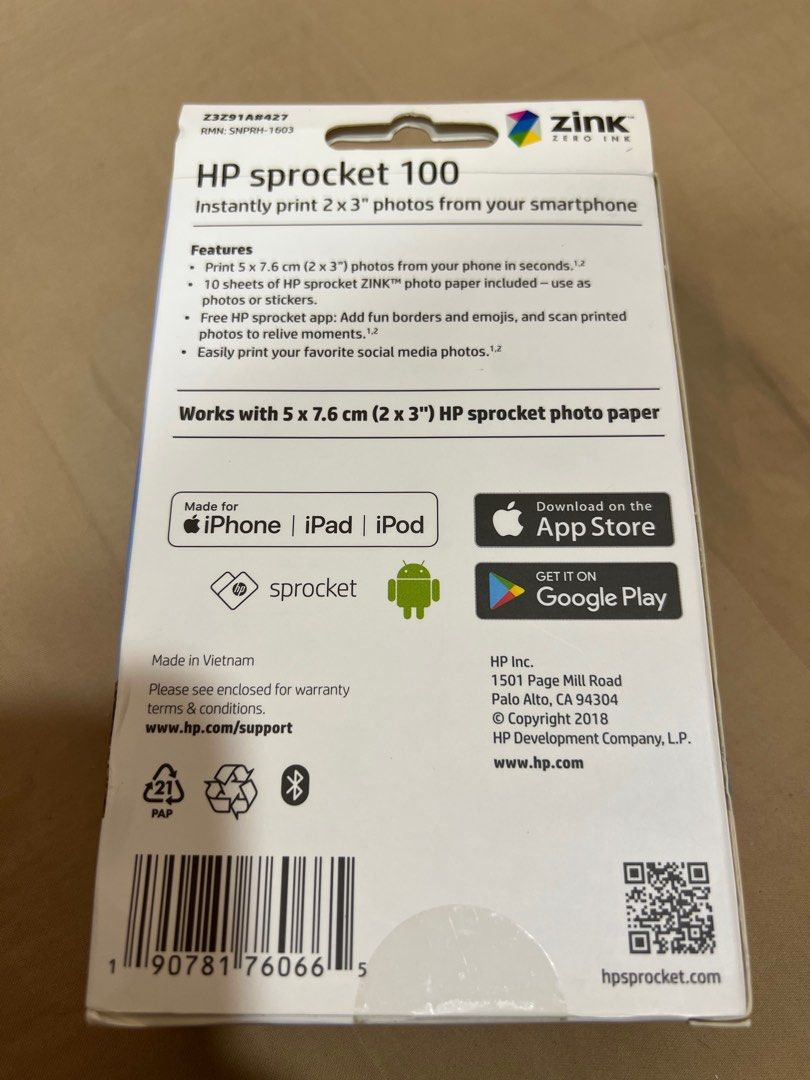 HP Sprocket Smartphone printer, Computers & Tech, Printers, Scanners ...