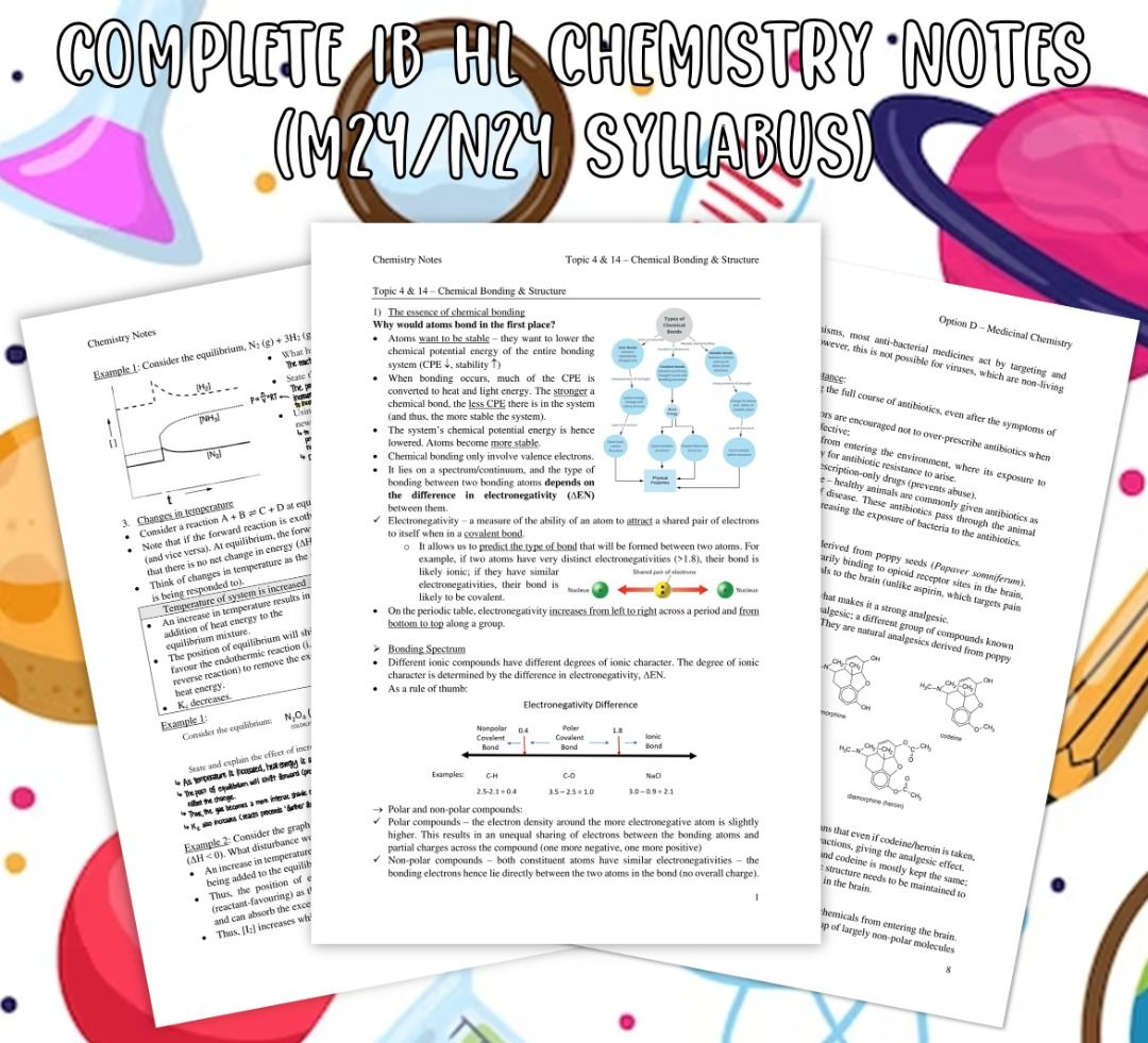 IB HL Chemistry COMPLETE Notes (M24/N24 Syllabus) [DIGITAL], Hobbies ...
