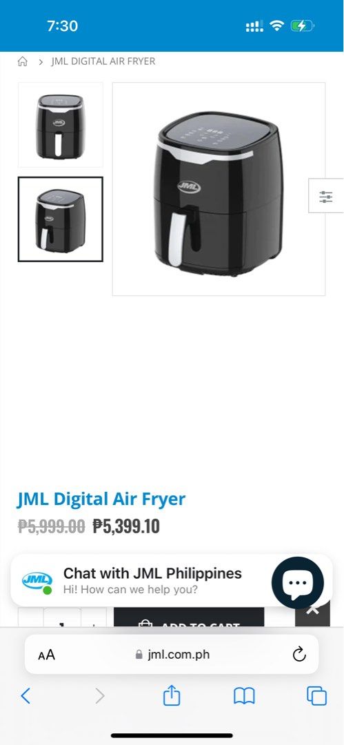 JML 4.5L Digital Airfryer, TV & Home Appliances, Kitchen Appliances ...