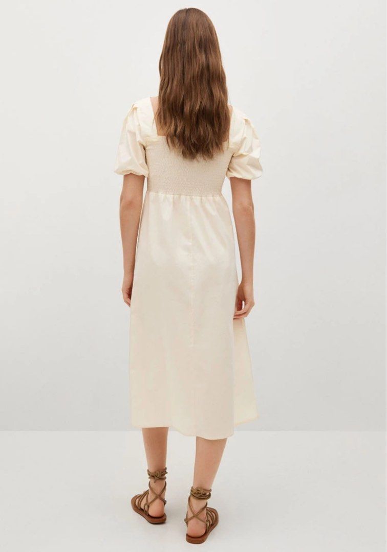 Mango Puff Sleeves Midi Dress Authentic, Women's Fashion, Dresses ...