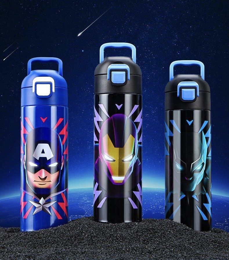 Marvel Disney Authentic Stainless steel thermos cup Ironman Spider-Man ...