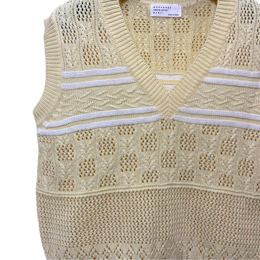 Monocode cream beige knitted top, Women's Fashion, Tops, Sleeveless on ...