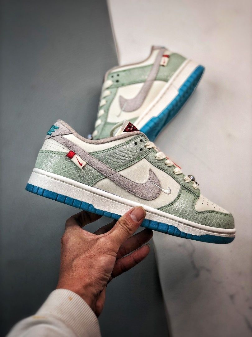 NIKE DUNK LOW LX YEAR OF THE DRAGON WHITE GREEN SHEOS, Women's Fashion ...