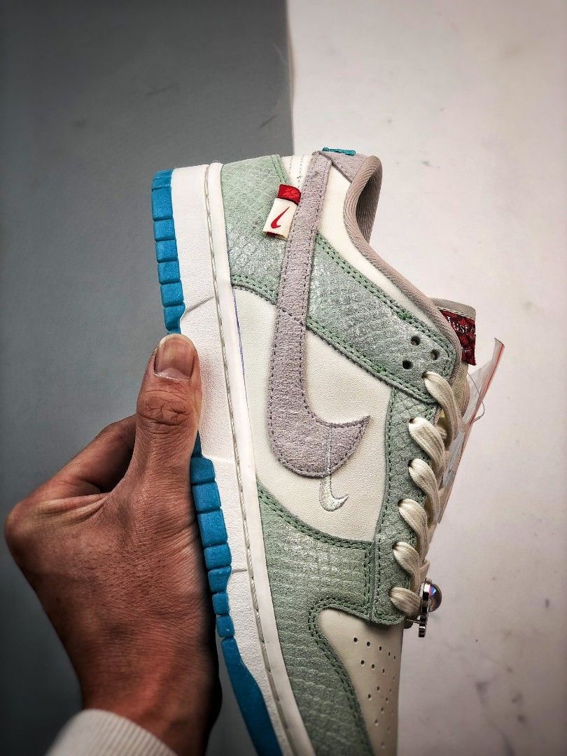 NIKE DUNK LOW LX YEAR OF THE DRAGON WHITE GREEN SHEOS, Women's Fashion ...