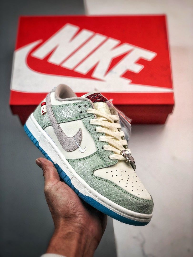 NIKE DUNK LOW LX YEAR OF THE DRAGON WHITE GREEN SHEOS, Women's Fashion ...