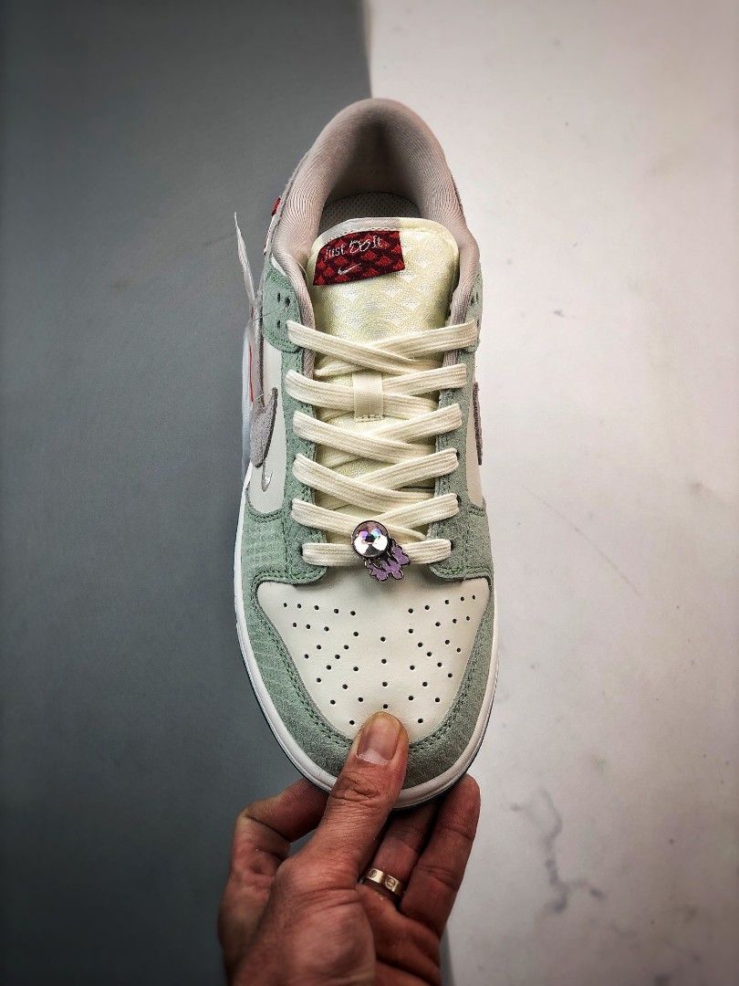 NIKE DUNK LOW LX YEAR OF THE DRAGON WHITE GREEN SHEOS, Women's Fashion ...