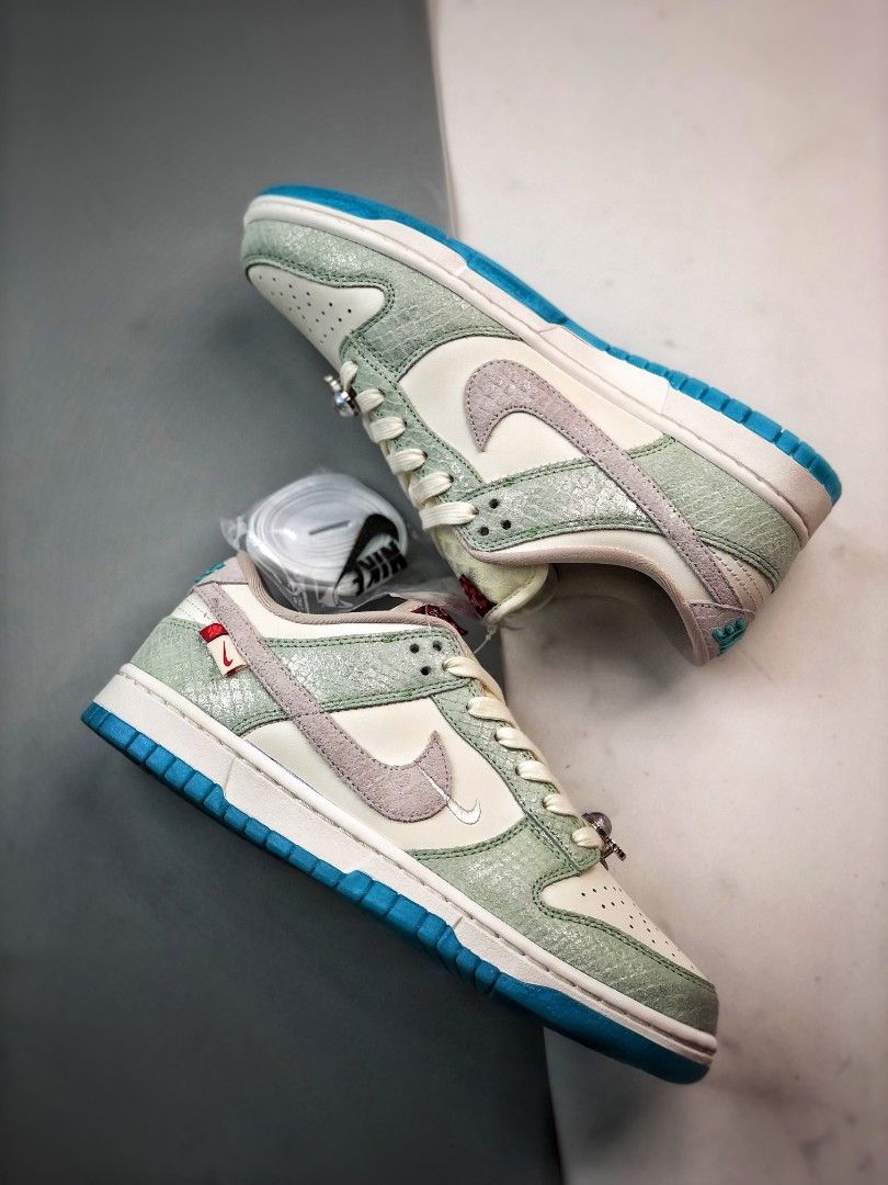 NIKE DUNK LOW LX YEAR OF THE DRAGON WHITE GREEN SHEOS, Women's Fashion ...
