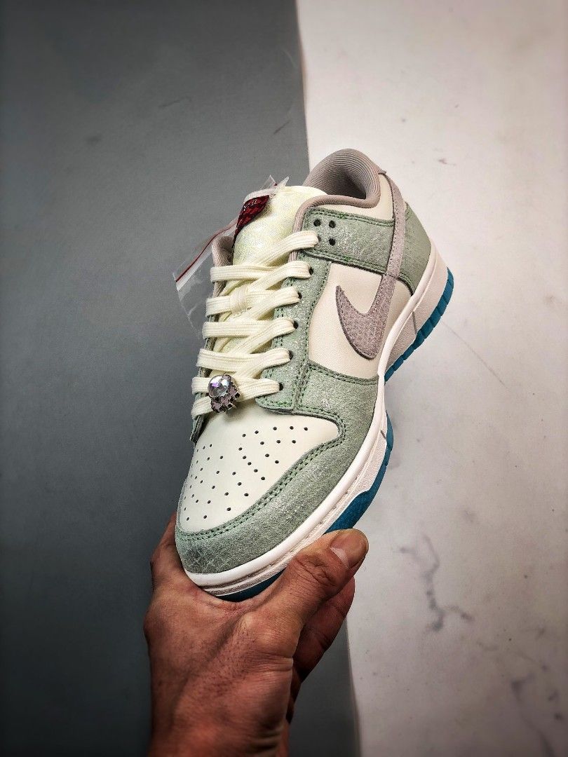 NIKE DUNK LOW LX YEAR OF THE DRAGON WHITE GREEN SHEOS, Women's Fashion ...