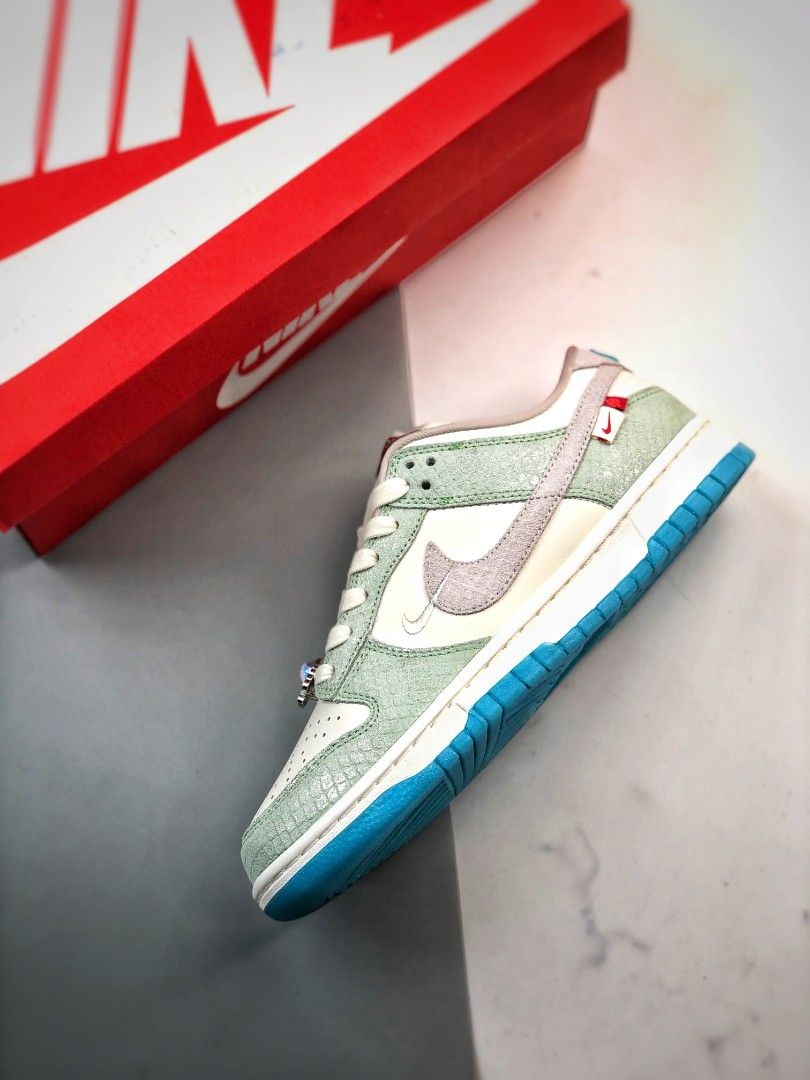 NIKE DUNK LOW LX YEAR OF THE DRAGON WHITE GREEN SHEOS, Women's Fashion ...