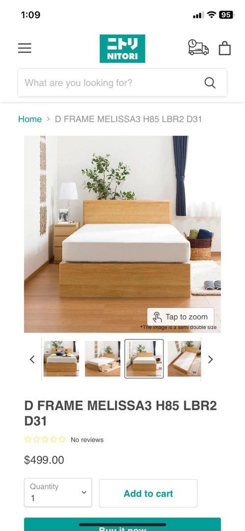nitori double bed frame+mattress, Furniture & Home Living, Furniture ...