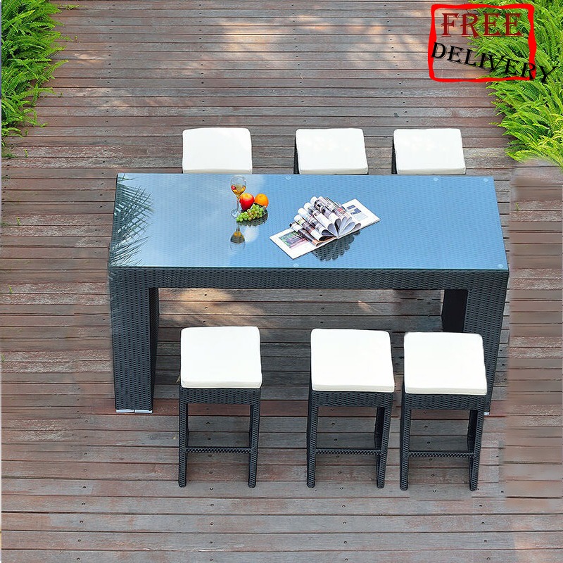 Outdoor Bar Set & 200cm Dining Table SET (1+6) Outdoor Balcony Table ...