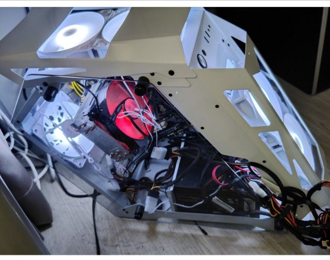 PC chassis micro-atx tower case casing gaming monster with white fans x ...