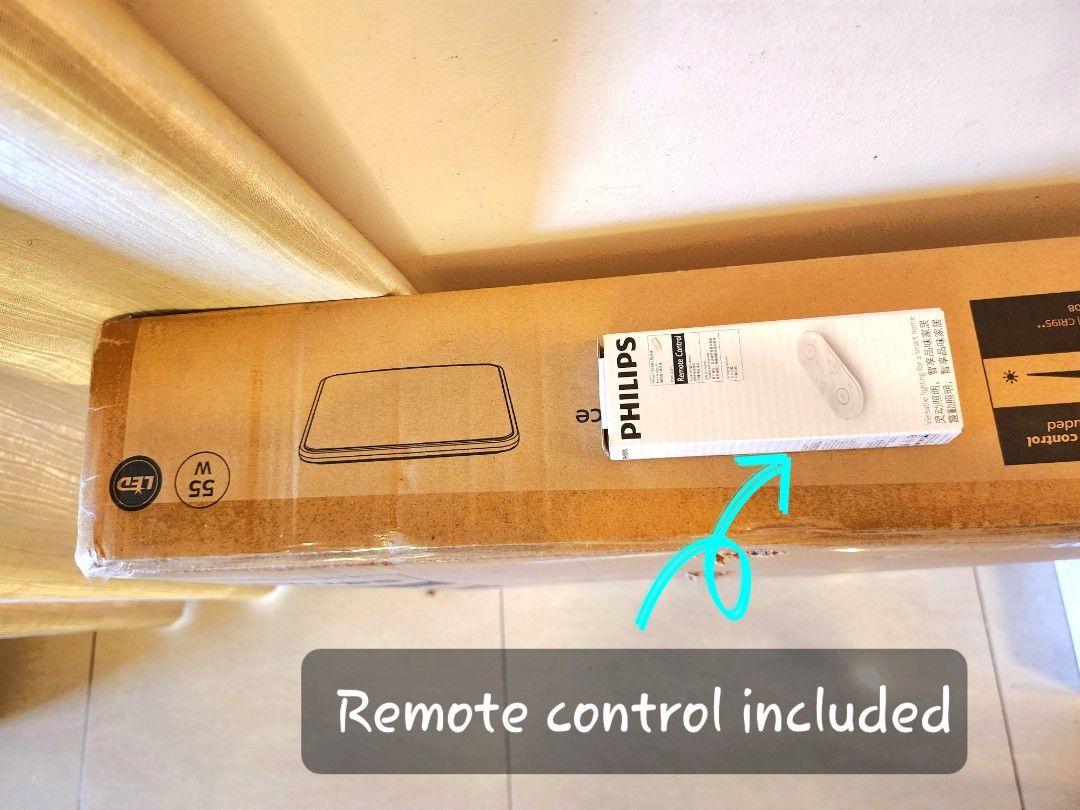 PHILIPS 55W LED Square Ceiling Light, Silver Rim, Remote, 2700-6500K ...