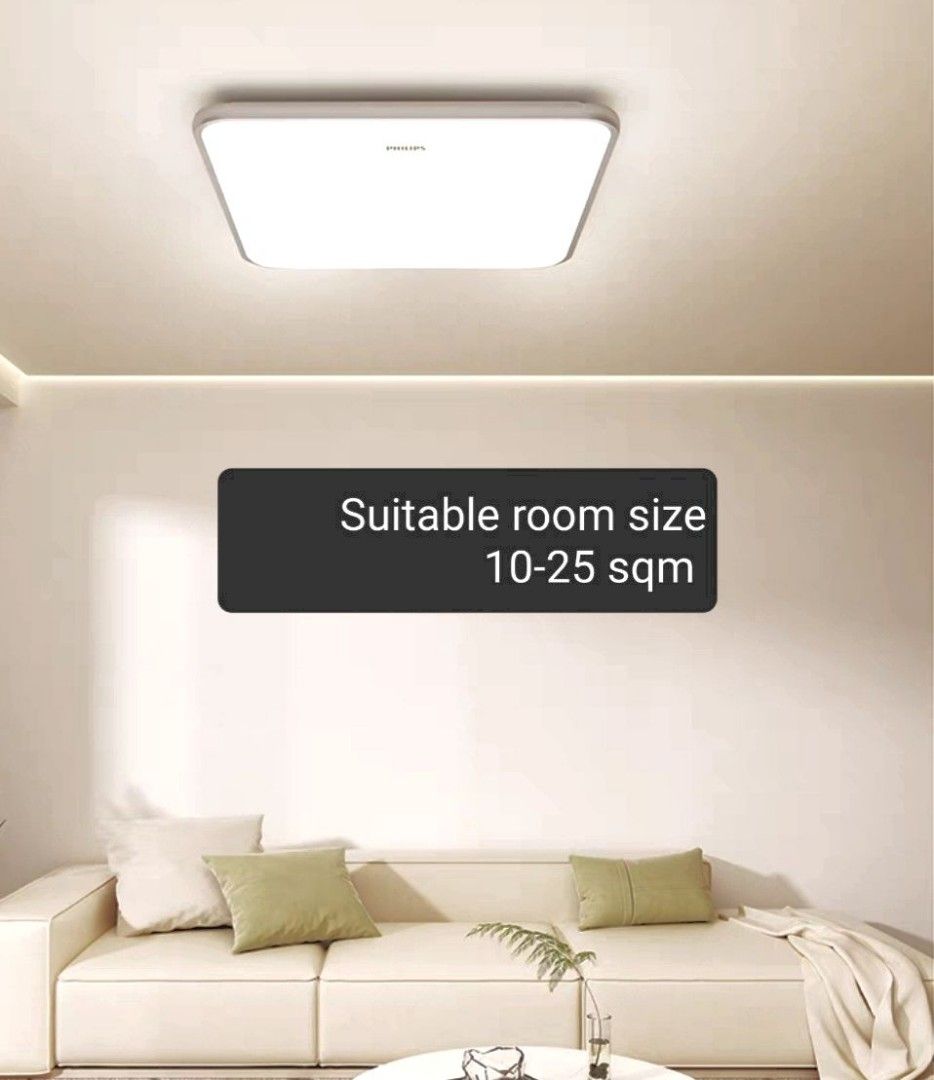 PHILIPS 55W LED Square Ceiling Light, Silver Rim, Remote, 2700-6500K ...