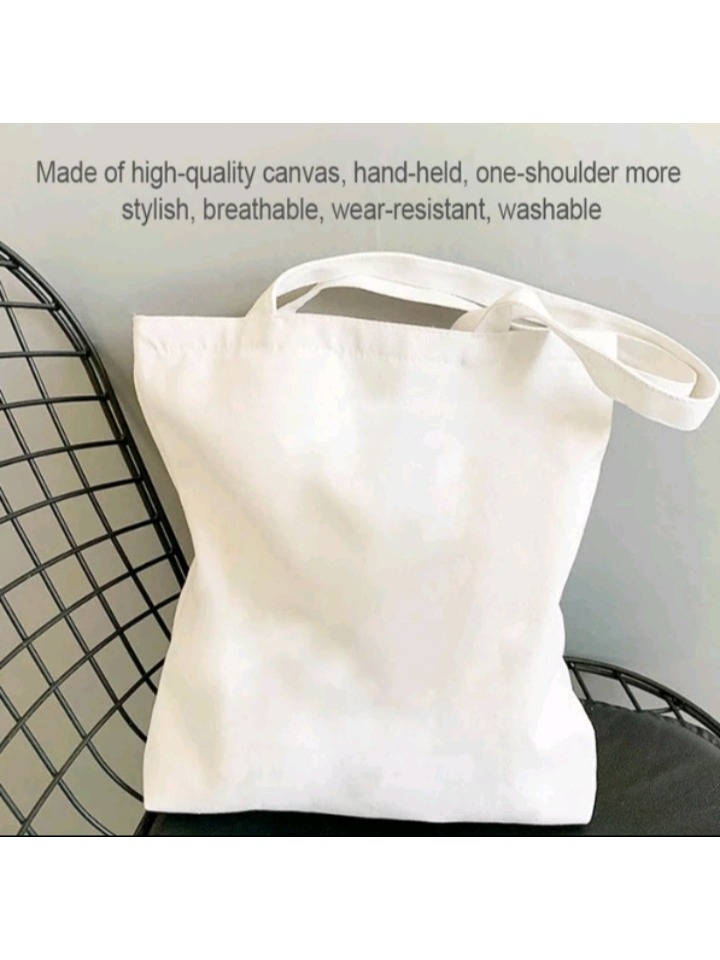 Plain Canvas Tote Bag, Women's Fashion, Bags & Wallets, Tote Bags on ...