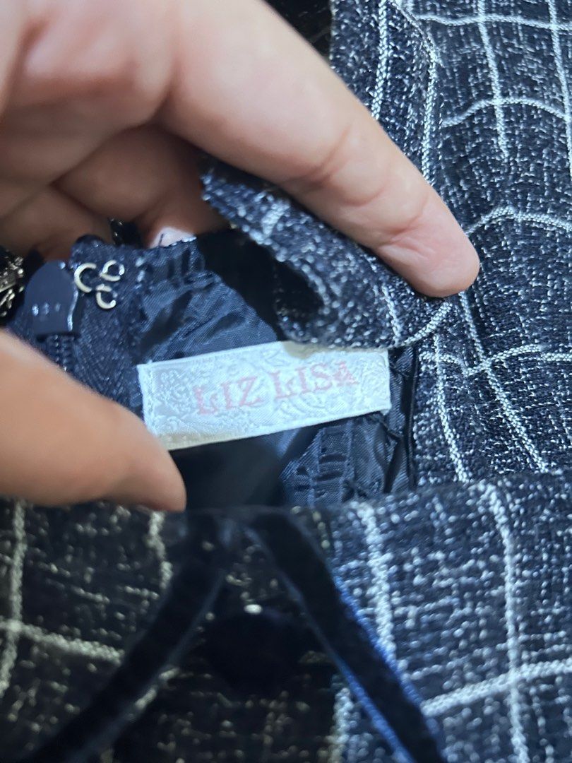 RARE overall dress liz lisa kawaii cosplay tartan jepang coquette y2k cute black hitam putih ...