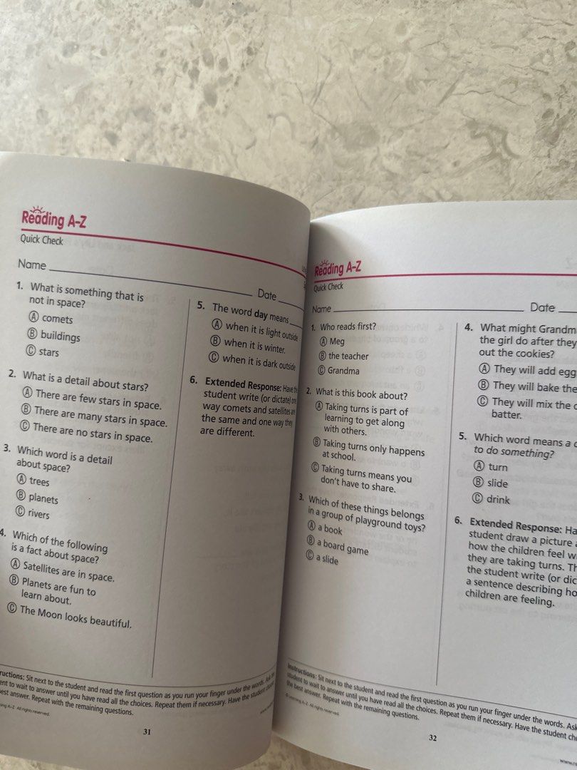 RAZ A, B, C and quick check book, Hobbies & Toys, Books & Magazines ...