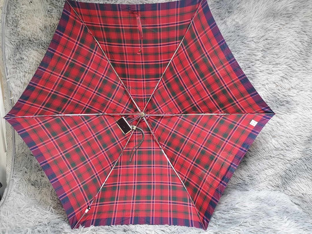 Red Plaid Foldable Umbrella, Hobbies & Toys, Travel, Umbrellas on Carousell