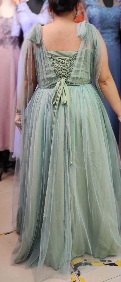 Sage Green Abay Gown Infinity Dress Tulle, Women's Fashion, Dresses & Sets, Evening dresses ...