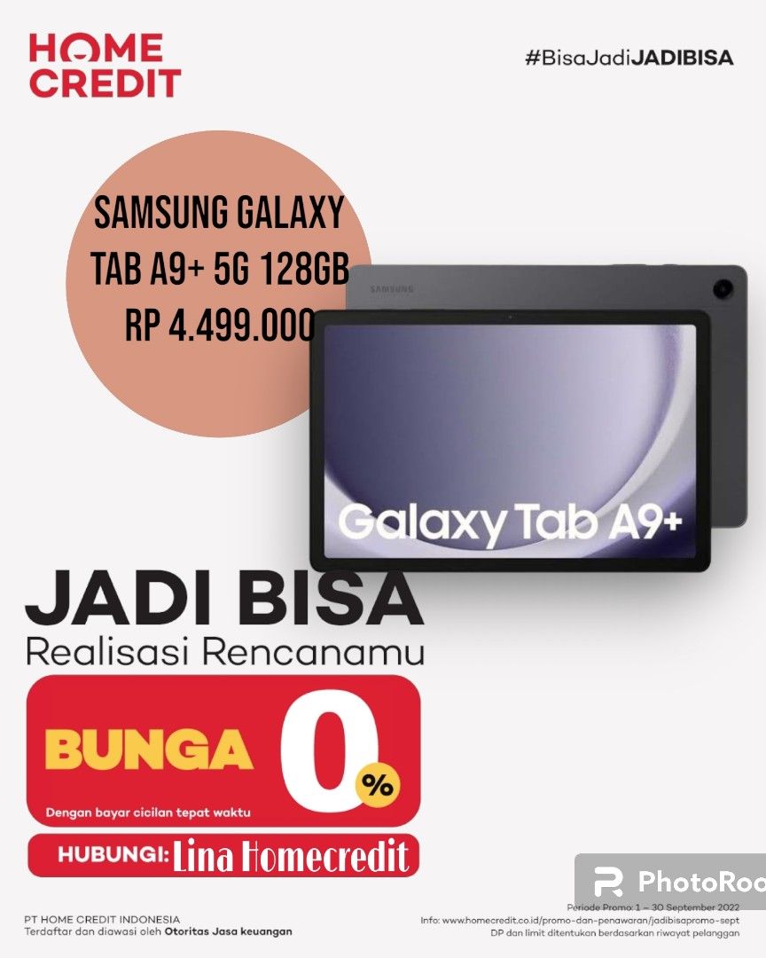 Samsung Galaxy Tab A9+ 5G Bisa Dicicil Pake KTP Promo Bunga 0%, Telepon ...