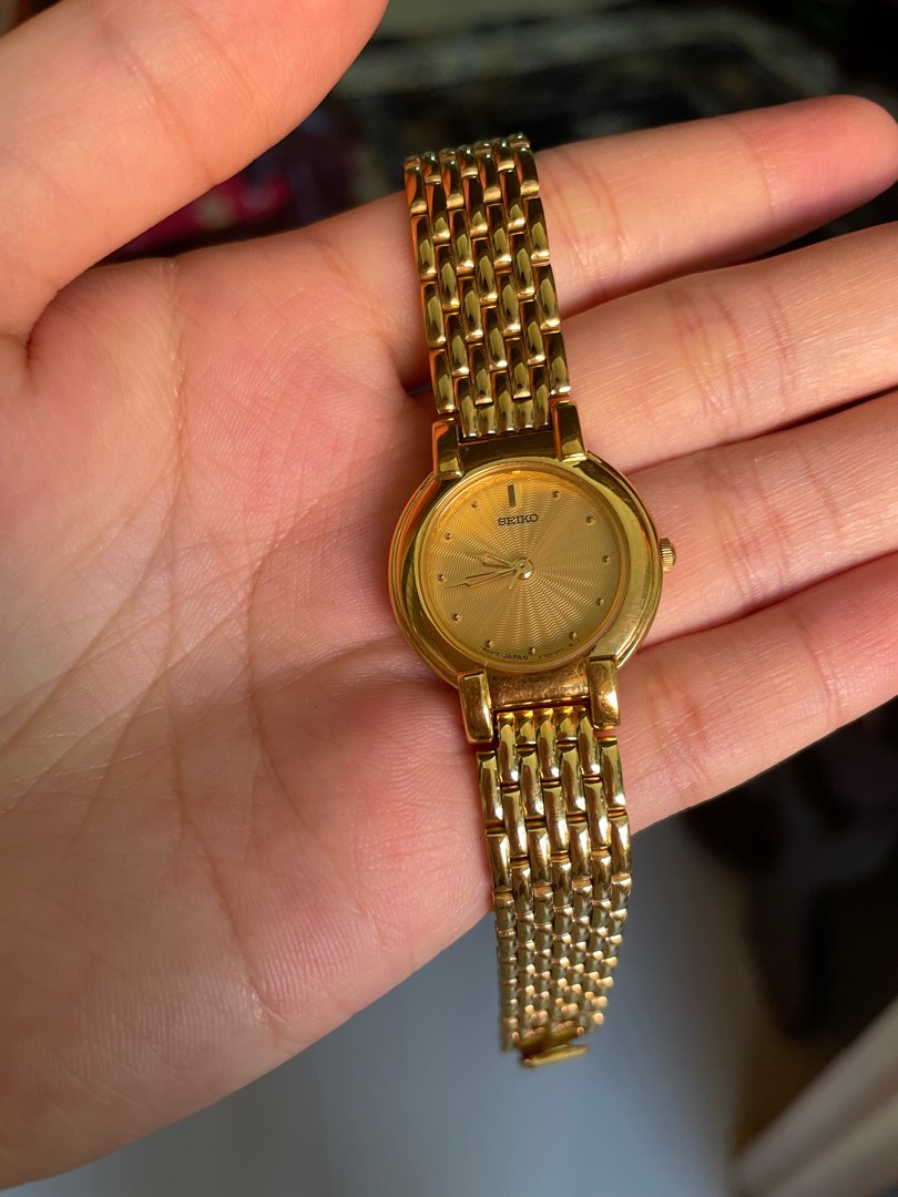 Seiko japan gold watch working, Women's Fashion, Watches & Accessories ...