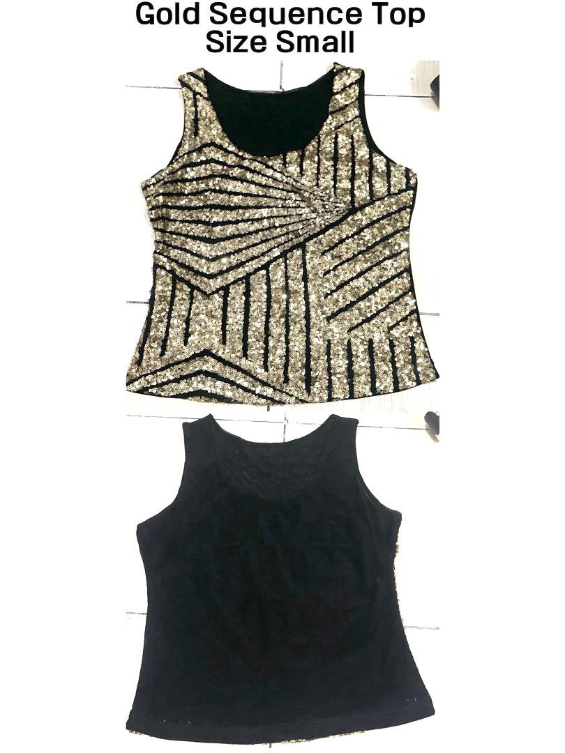 Sexy Stripe Sequin Top Black and Gold, Women's Fashion, Tops ...