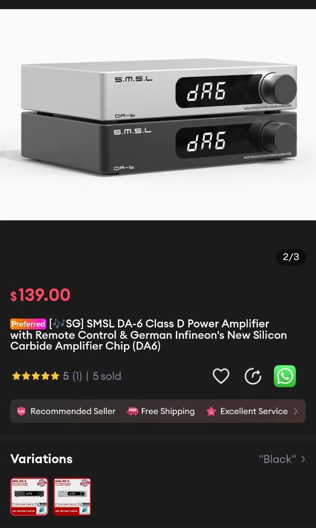 Smsl DA-6 silver, Audio, Other Audio Equipment on Carousell