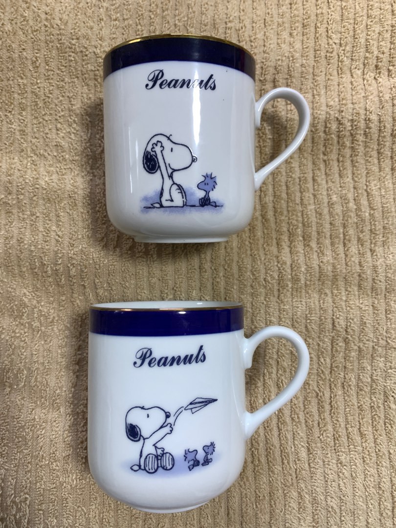 Snoopy blue and gold mugs, Furniture & Home Living, Kitchenware ...