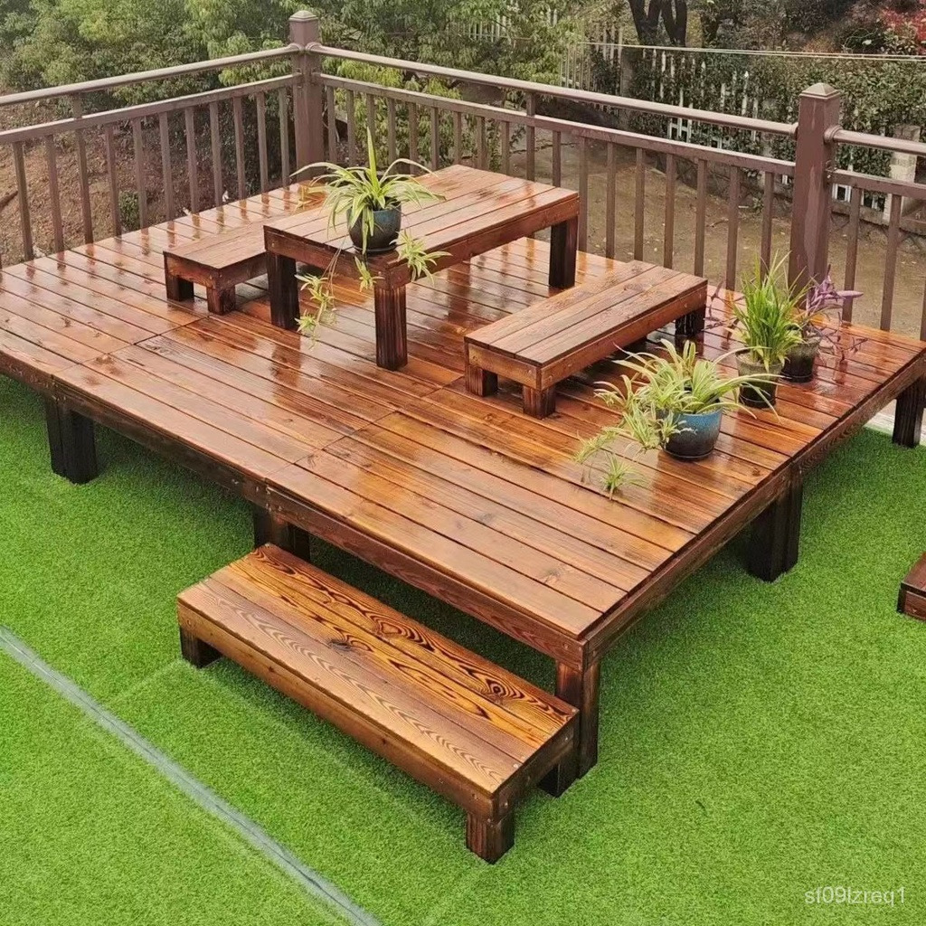 Solid Wood Platform Outdoor Anti-Corrosion Wood Floor Balcony Courtyard ...