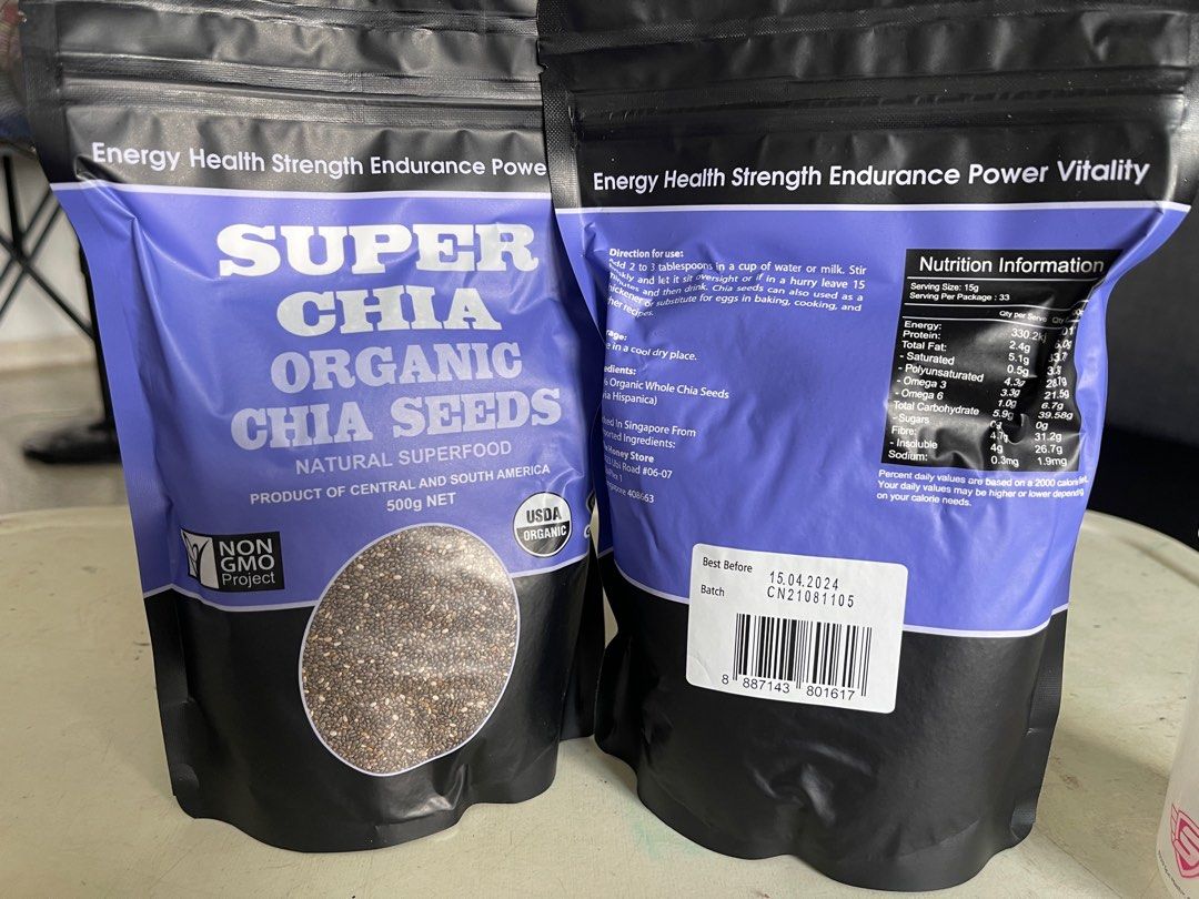 Super Chia Organic Chia Seeds Best before 15 Apr 2024, Food & Drinks ...