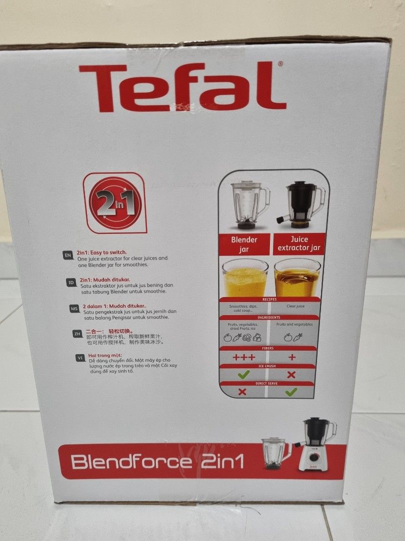 TEFAL BL42Q BLENDFORCE 2-IN-1 BLENDER WITH JUICER ATTACHMENT, TV & Home Appliances, Kitchen ...