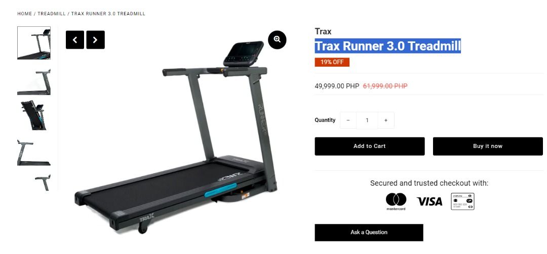 Trax Runner 3.0 Treadmill + Stationary Spin Bike - 35 lbs, Sports ...