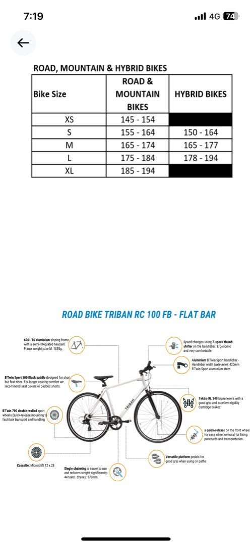 TRIBAN RC 100, Sports Equipment, Bicycles & Parts, Bicycles on Carousell