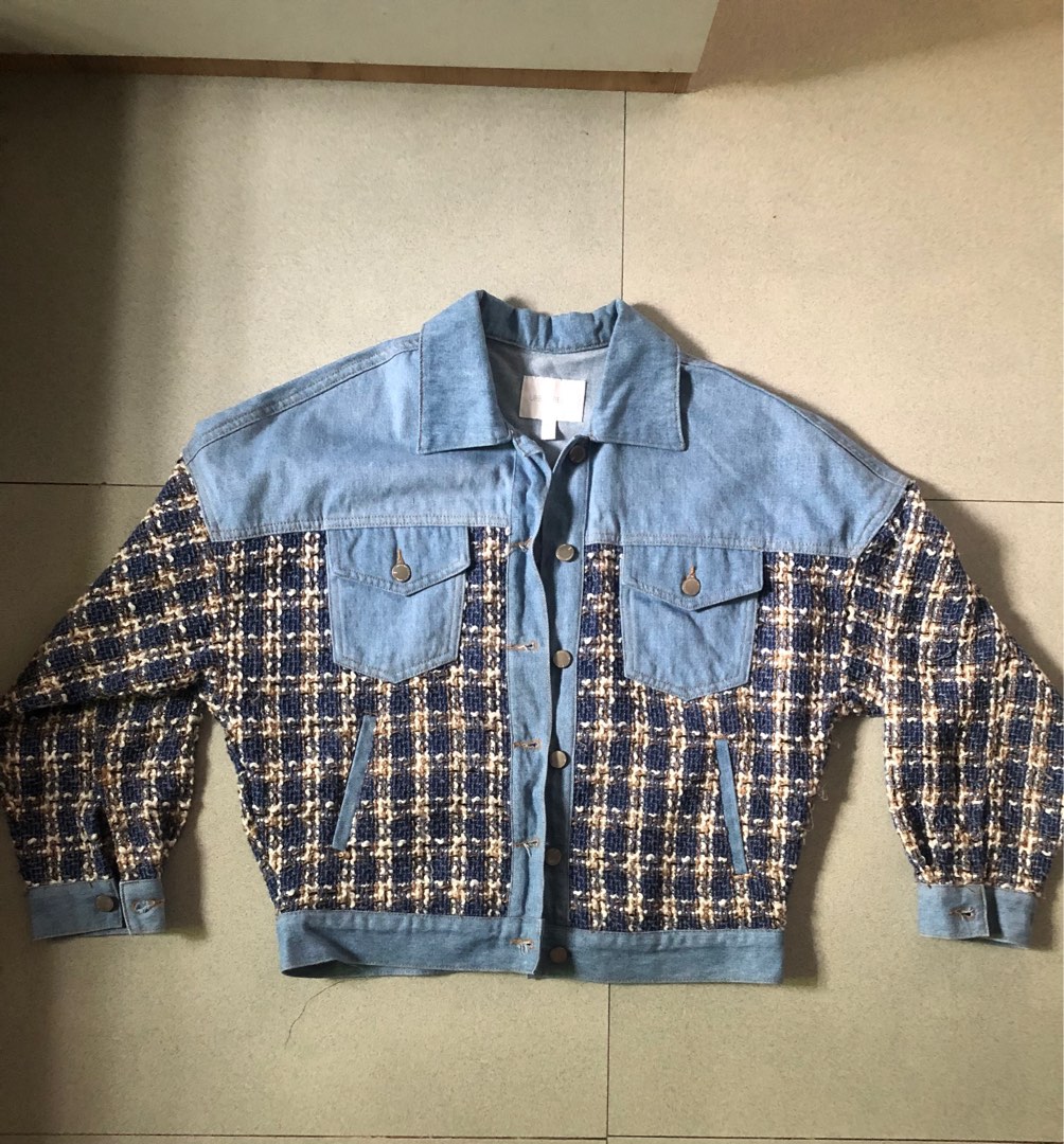 Tweed Denim Jacket, Women's Fashion, Coats, Jackets and Outerwear on ...